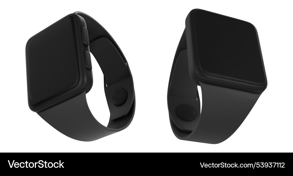 Smartwatch with blank screen and black wrist band Vector Image