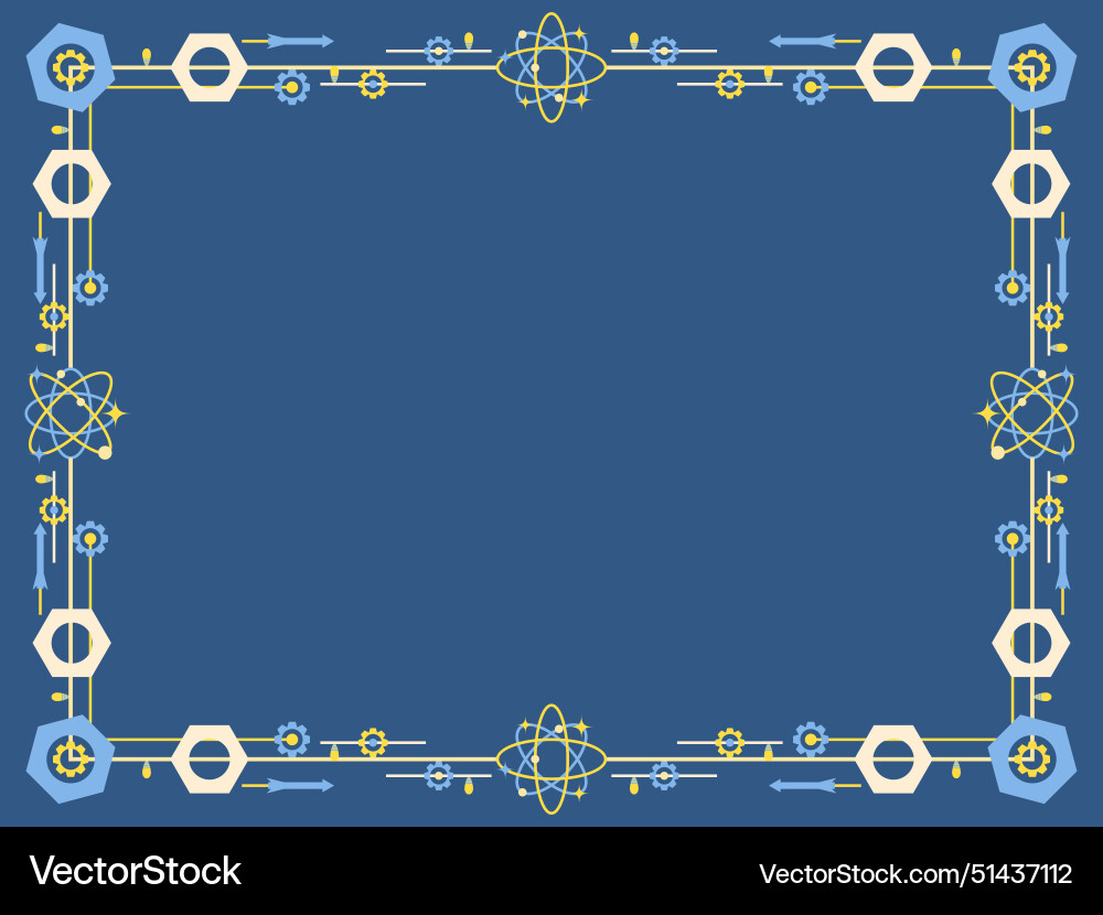 Vintage atompunk style frame with gears and light Vector Image