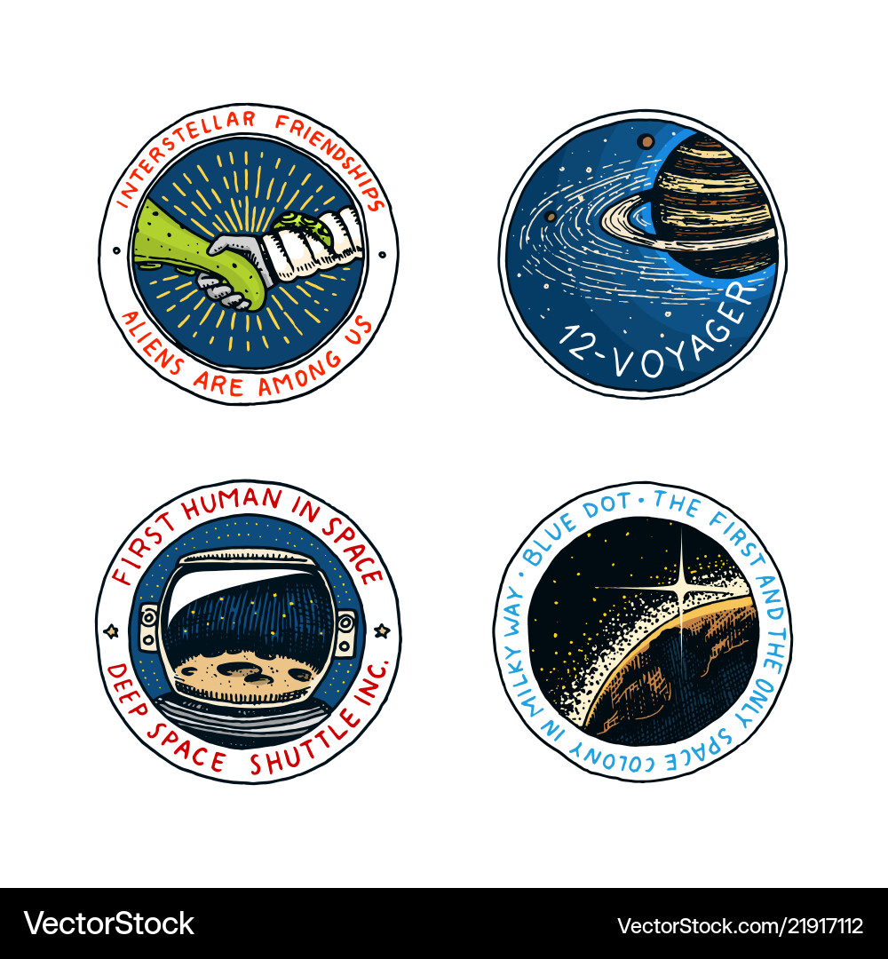 Vintage Space Exploration Logos Set Stock Vector Space Exploration