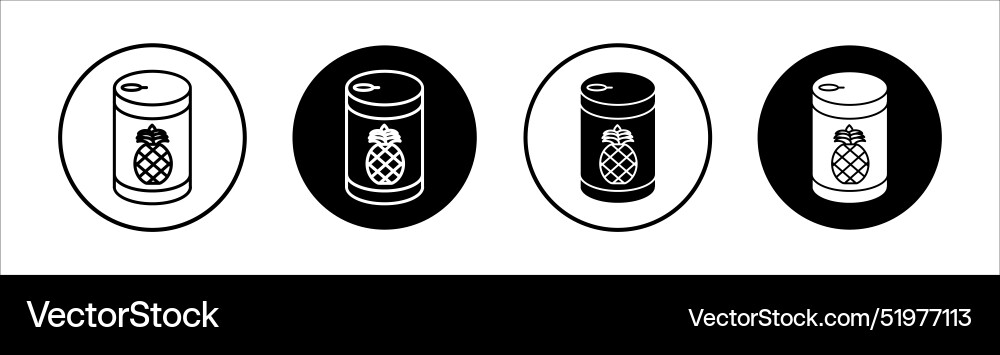 Canned food flat line icon set thin Royalty Free Vector