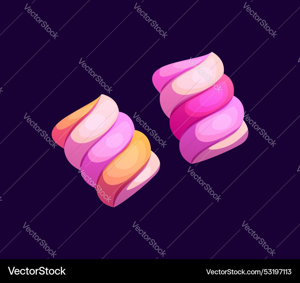 Cartoon valentine two twisted marshmallow candies Vector Image