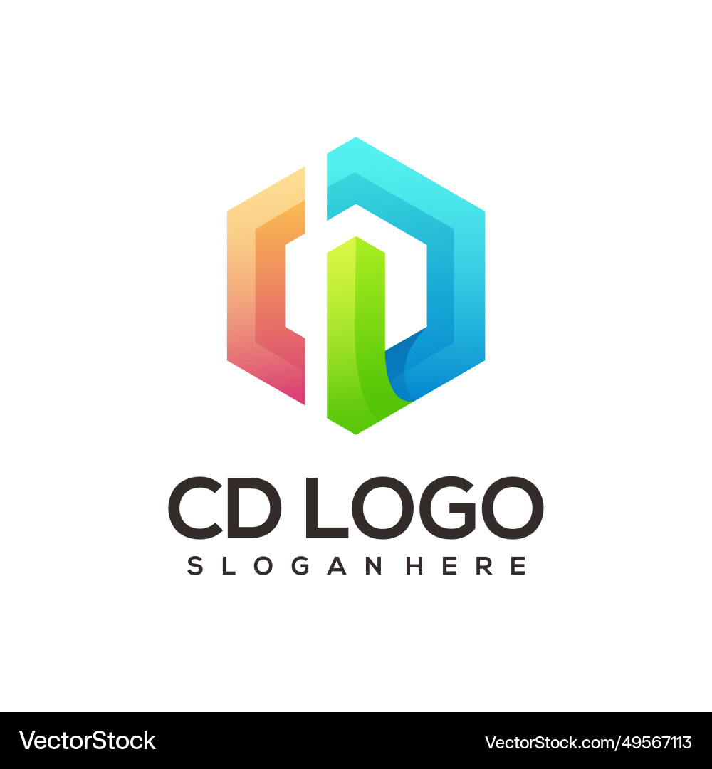 Cd letter logo colorful gradient Royalty Free Vector Image