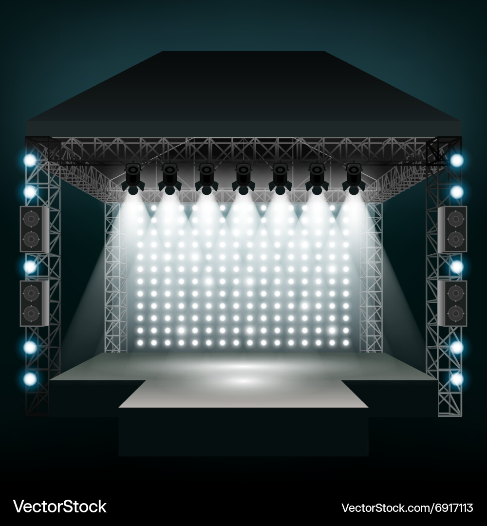 Concert stage with spotlights Royalty Free Vector Image
