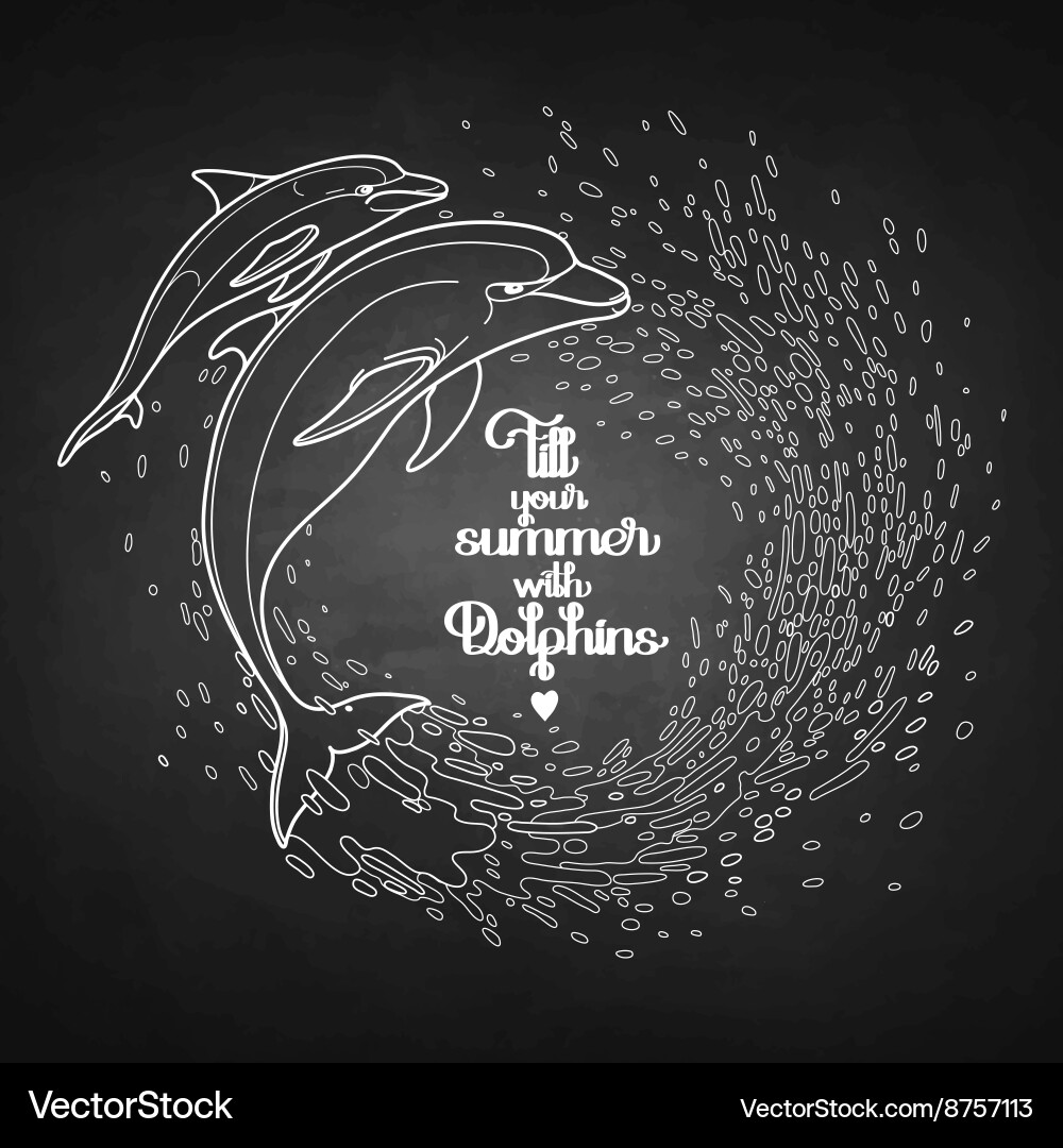 Grafische Delfine mit Wasserkreis Lizenzfreies Vektorbild