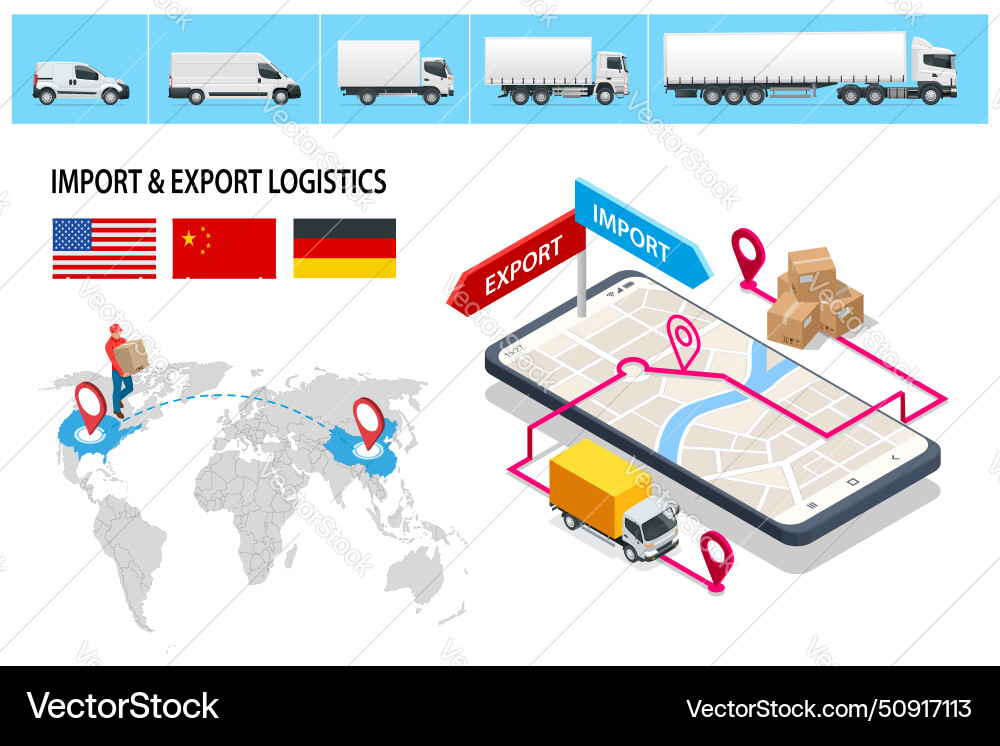 Isometric shipping logistic systems cargo Vector Image