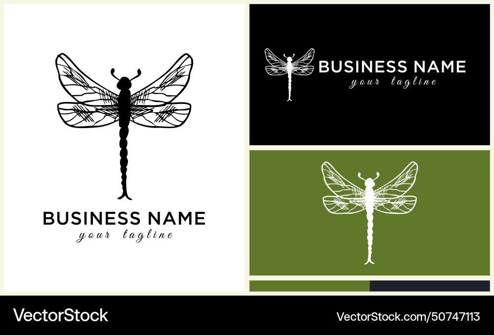 Line art dragonfly logo template Royalty Free Vector Image