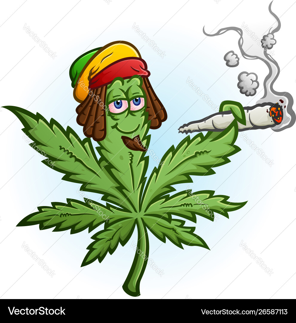 Marijuana rasta cartoon character smoking a joint Vector Image