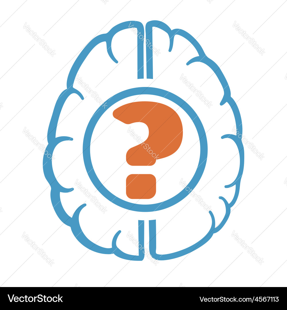 Question mark in human brain Royalty Free Vector Image