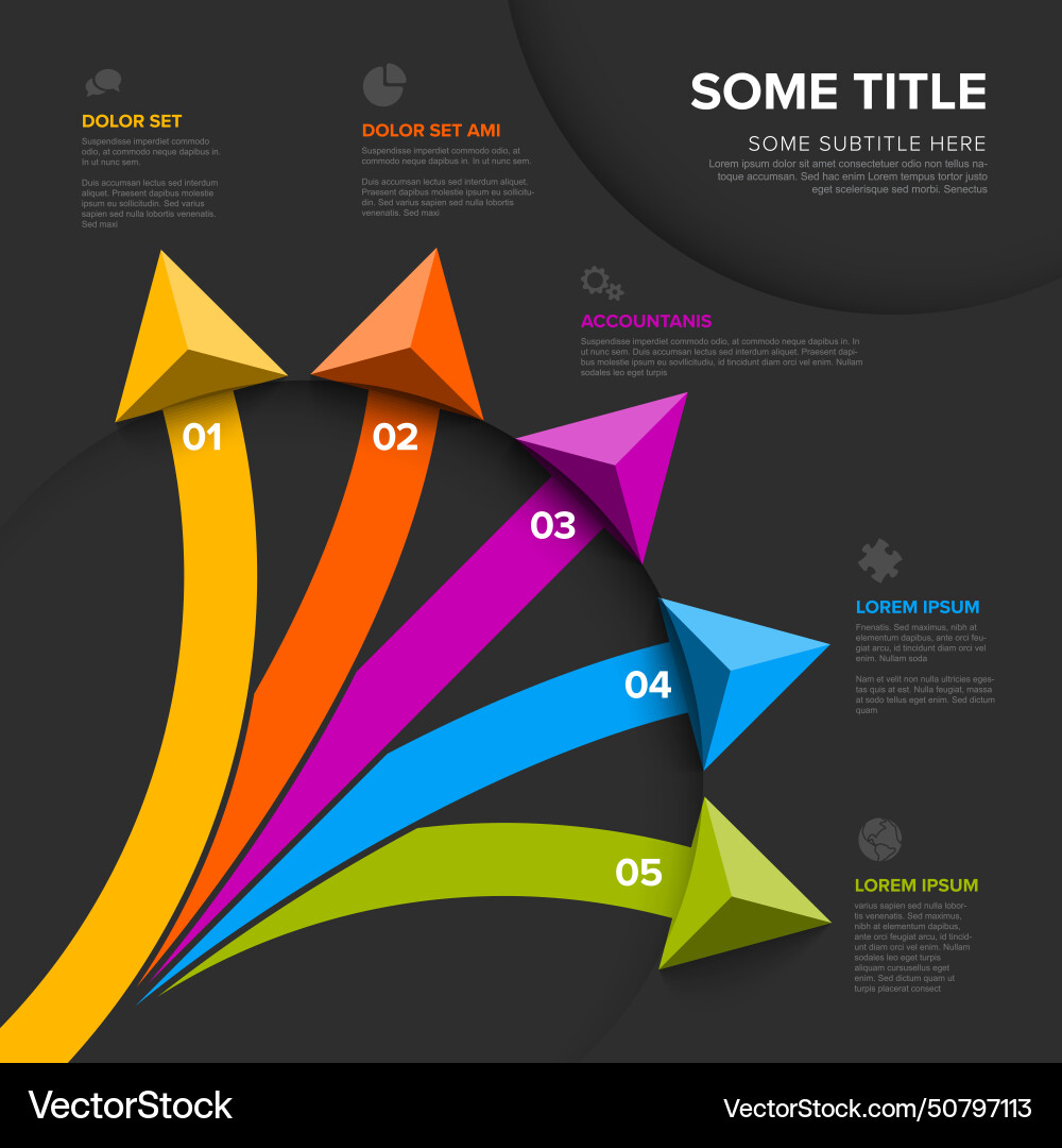 Simple dark diagonal infographic with title and Vector Image