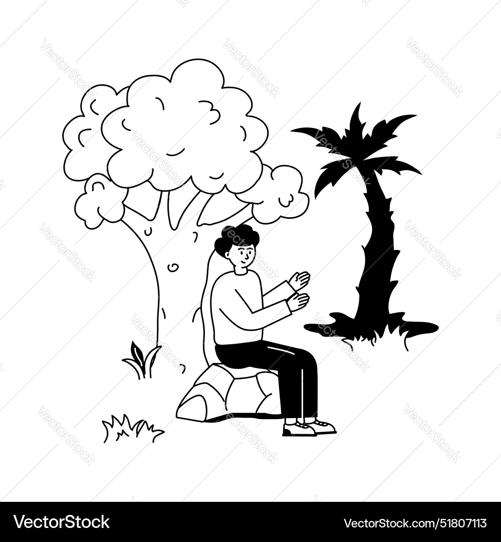 Sitting under tree Royalty Free Vector Image - VectorStock