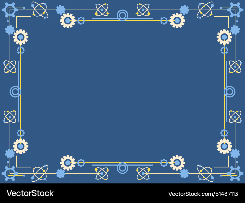 Vintage atompunk style frame with gears and light Vector Image