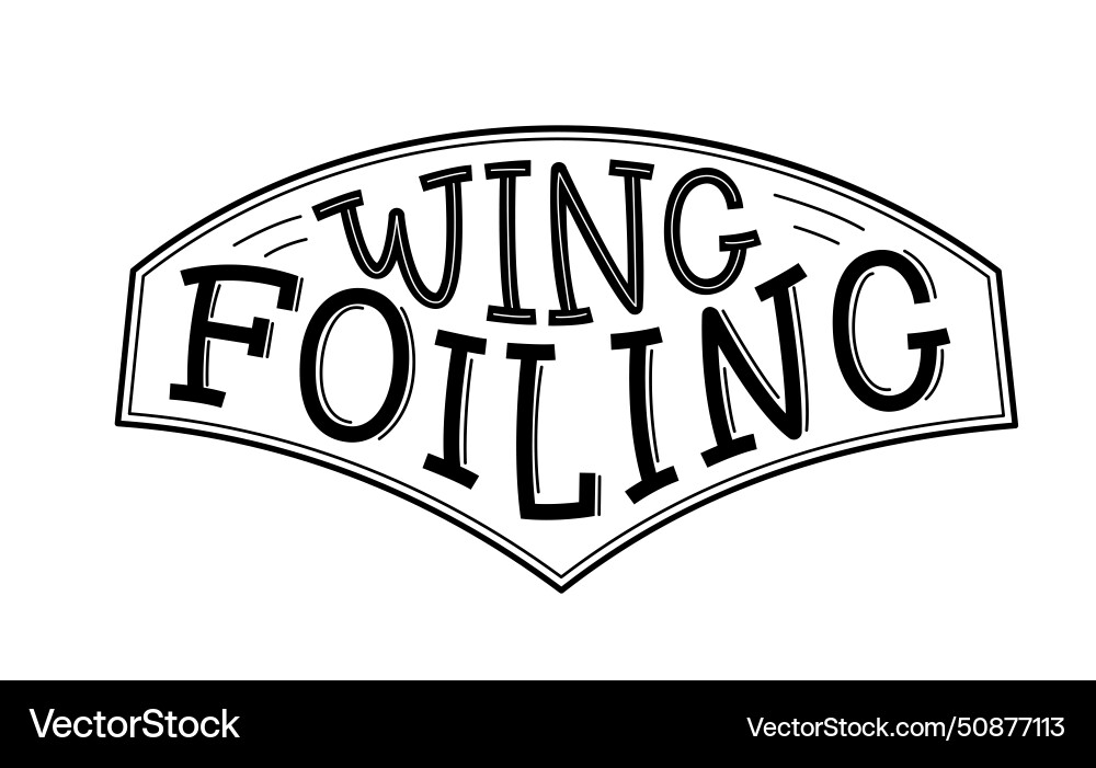 Wing foiling lettering Royalty Free Vector Image