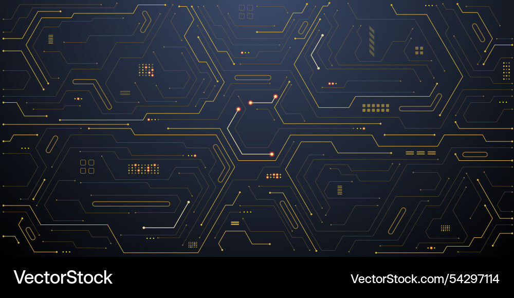 Abstract technology background gold circuit lines Vector Image