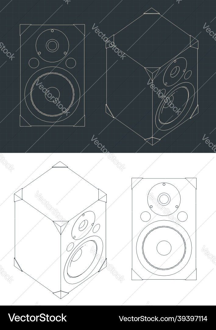 Audio speaker stereo sound system blueprints Vector Image