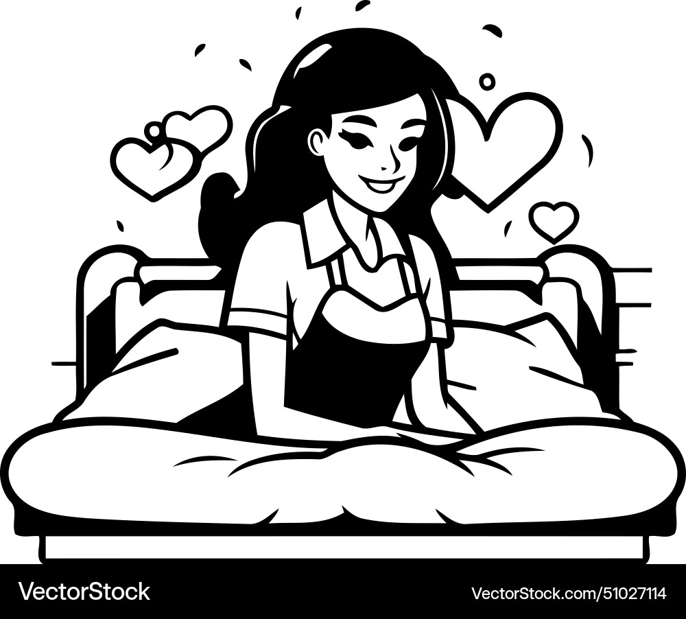 Cute girl in bed a flat style Royalty Free Vector Image