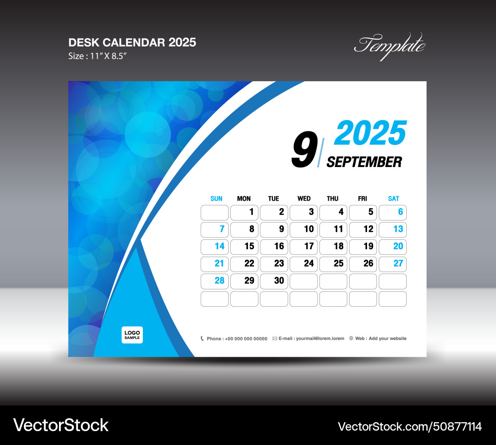 Desk calendar 2025 year template september Vector Image