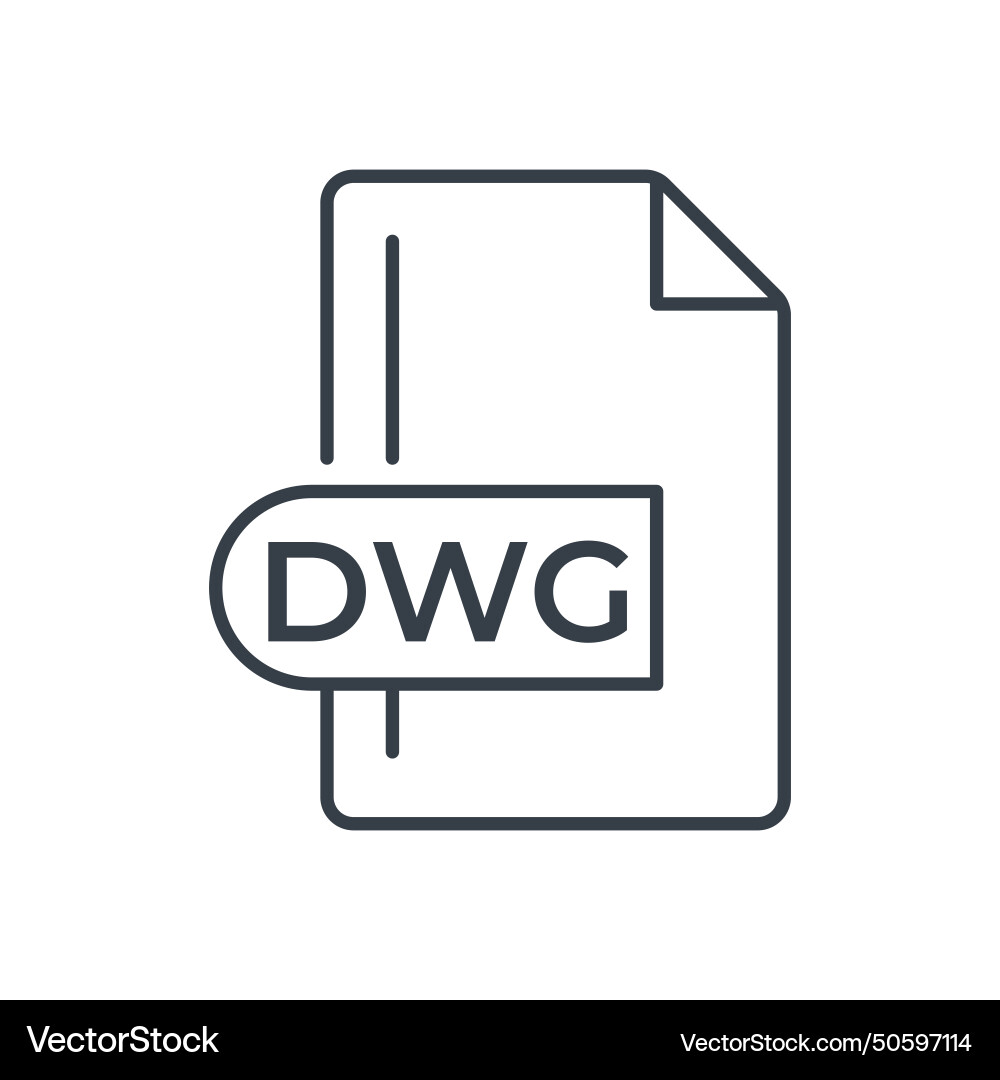 Dwg file format icon extension line Royalty Free Vector