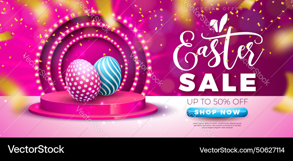 Easter sale with color painted egg Royalty Free Vector Image