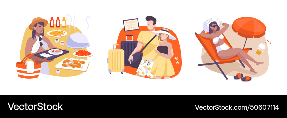 Hotel resort set Royalty Free Vector Image - VectorStock