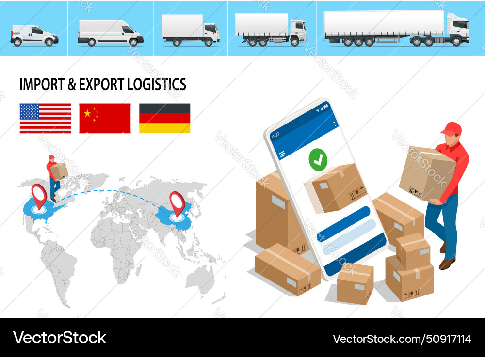 Isometric shipping logistic systems cargo Vector Image