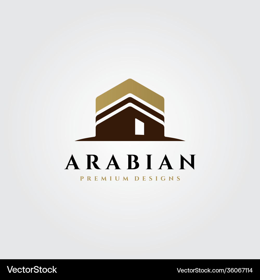Kaaba logo islamic symbol design Royalty Free Vector Image