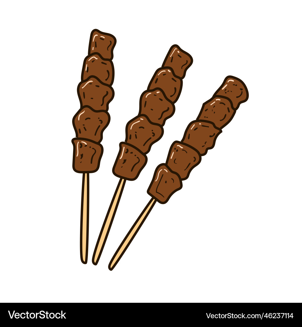 Satay in cartoon style Royalty Free Vector Image