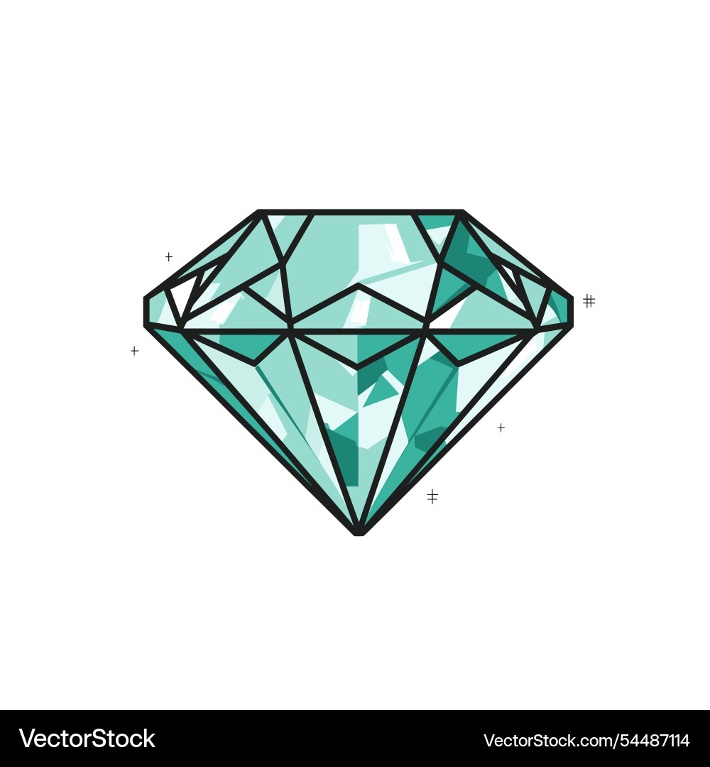 Stylized turquoise diamond with geometric facets Vector Image