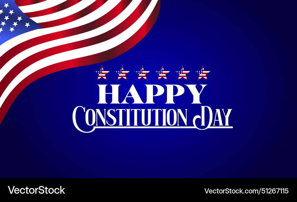 Blue background happy constitution day text Vector Image