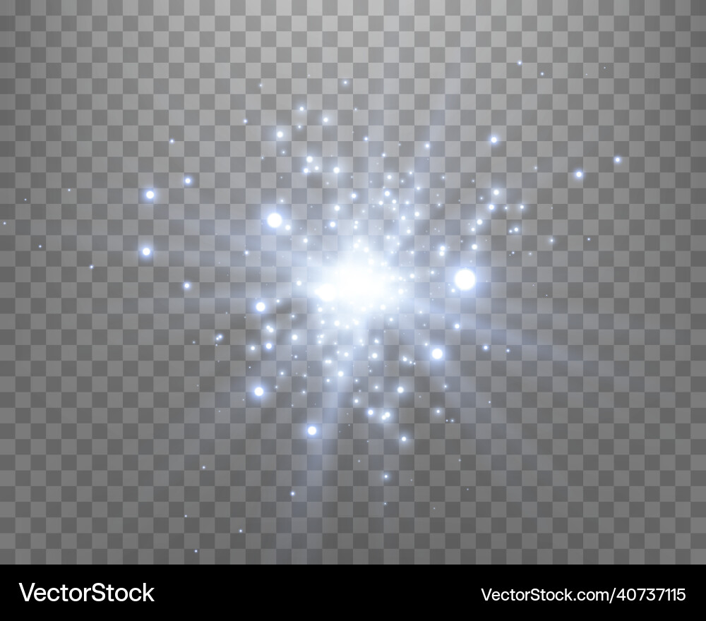 Blue sunlight lens flare sun flash with rays Vector Image