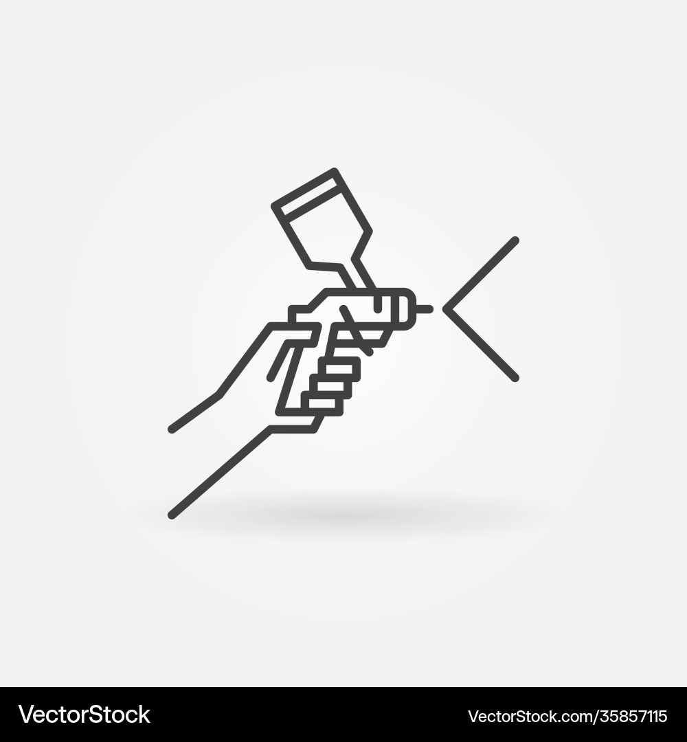 Car paint spray gun in hand linear concept Vector Image
