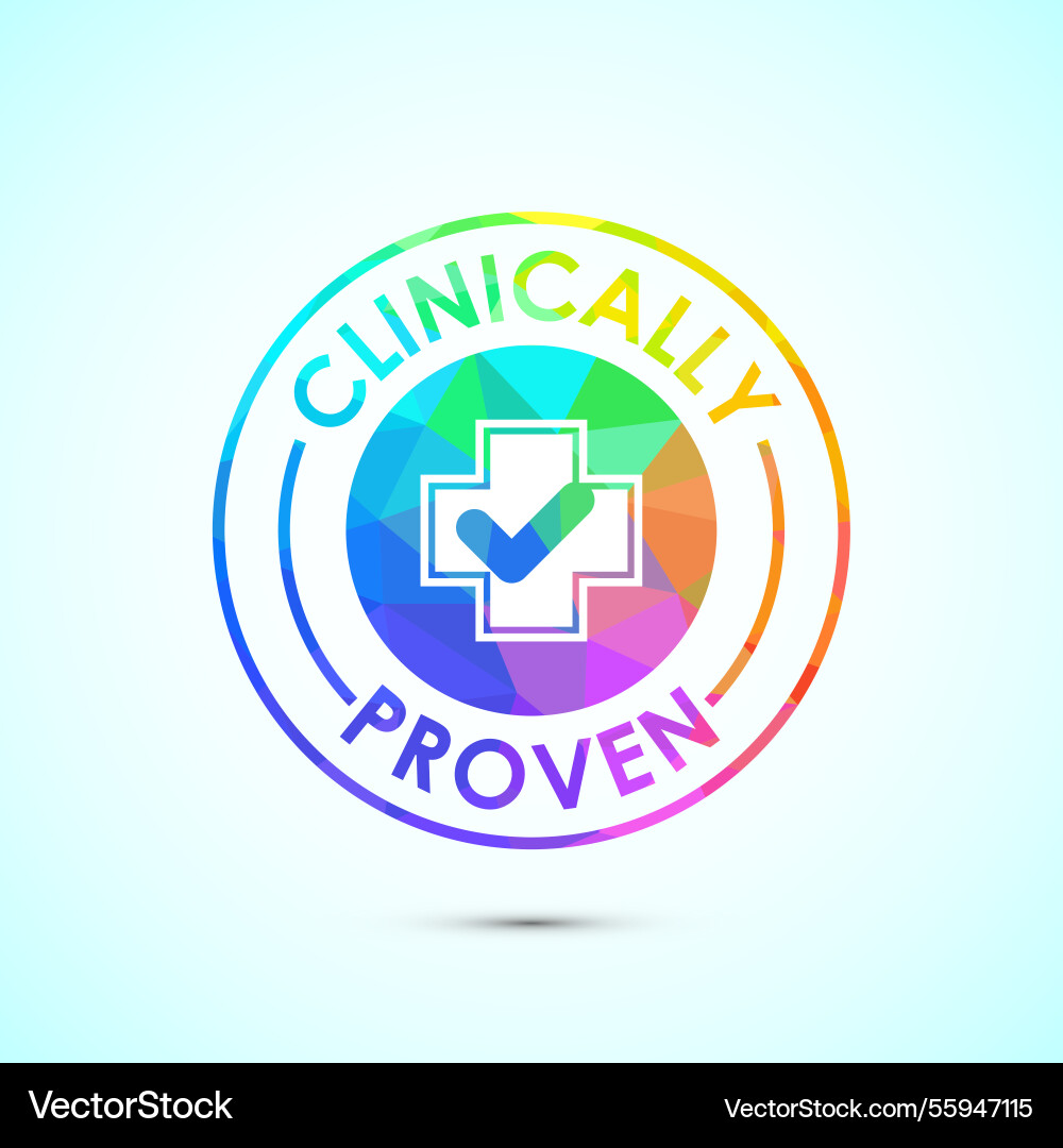 Clinically proven icon design tested Royalty Free Vector