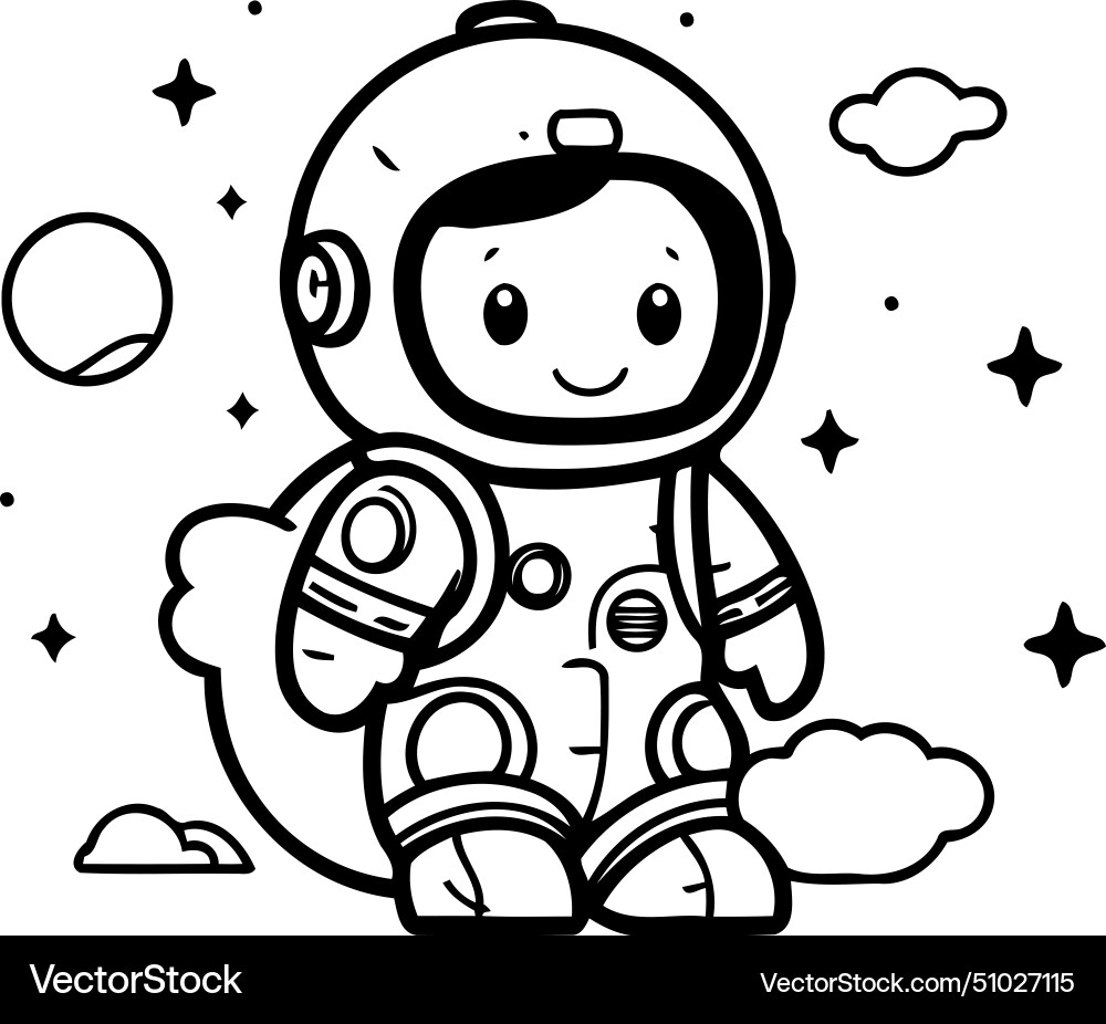 Cute astronaut in space cartoon style Royalty Free Vector