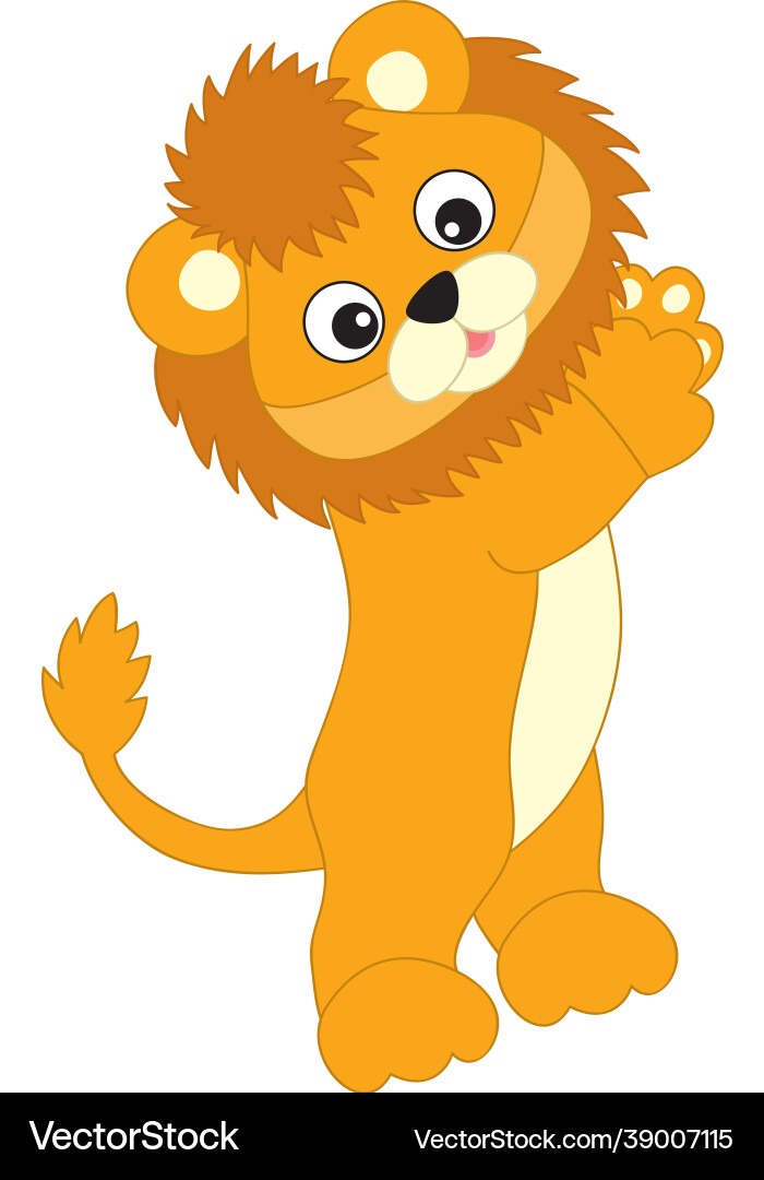Cute baby lion standing cub Royalty Free Vector Image