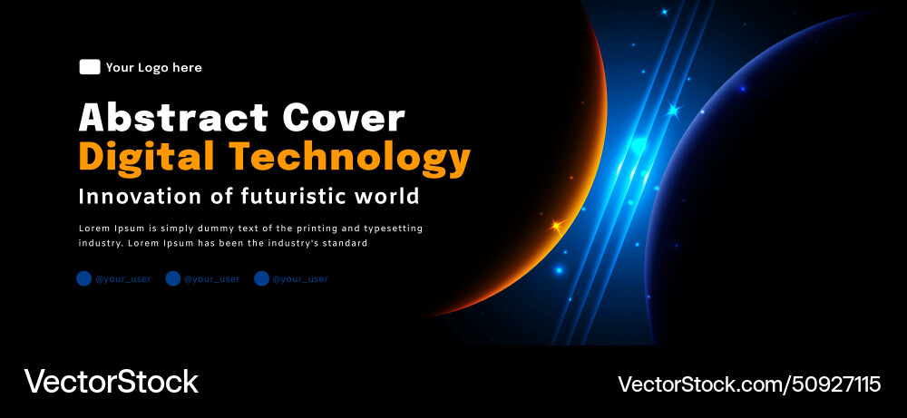 Digital technology poster cover world map blue Vector Image