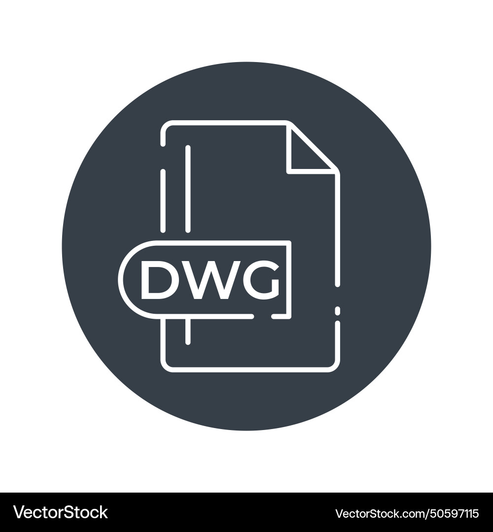 Dwg file format icon extension filled Royalty Free Vector