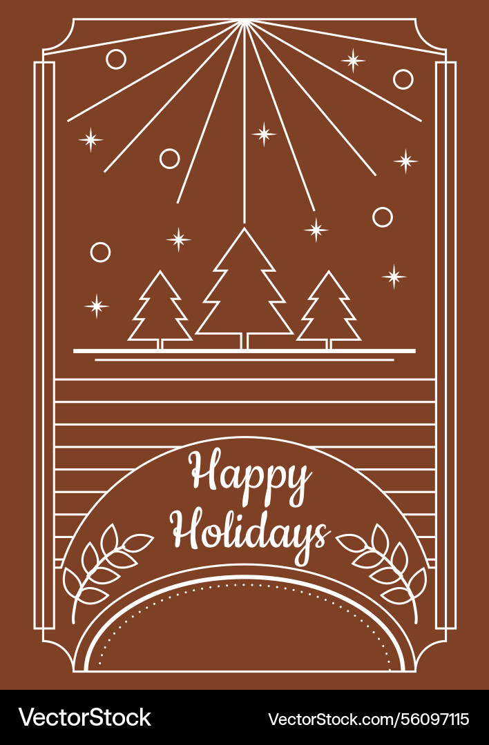 Festive christmas line style card Royalty Free Vector Image