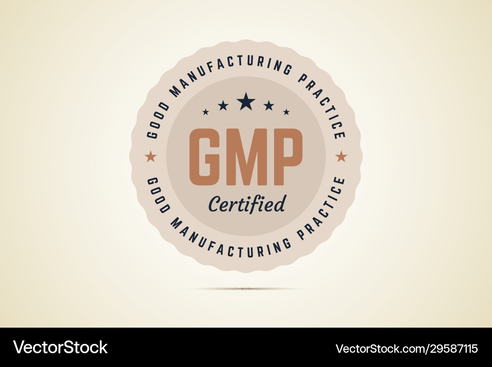 Good manufacturing practice certified sign Vector Image