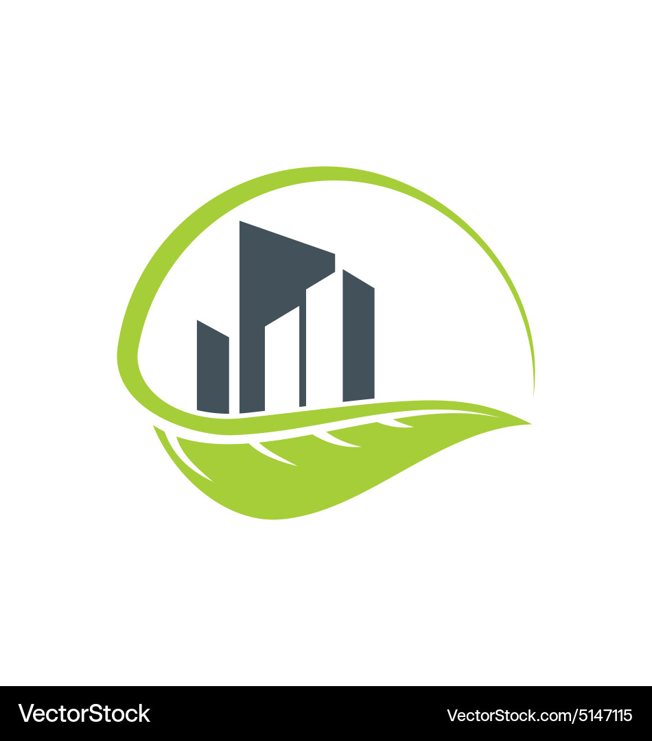 Green leaf cityscape building environment logo Vector Image