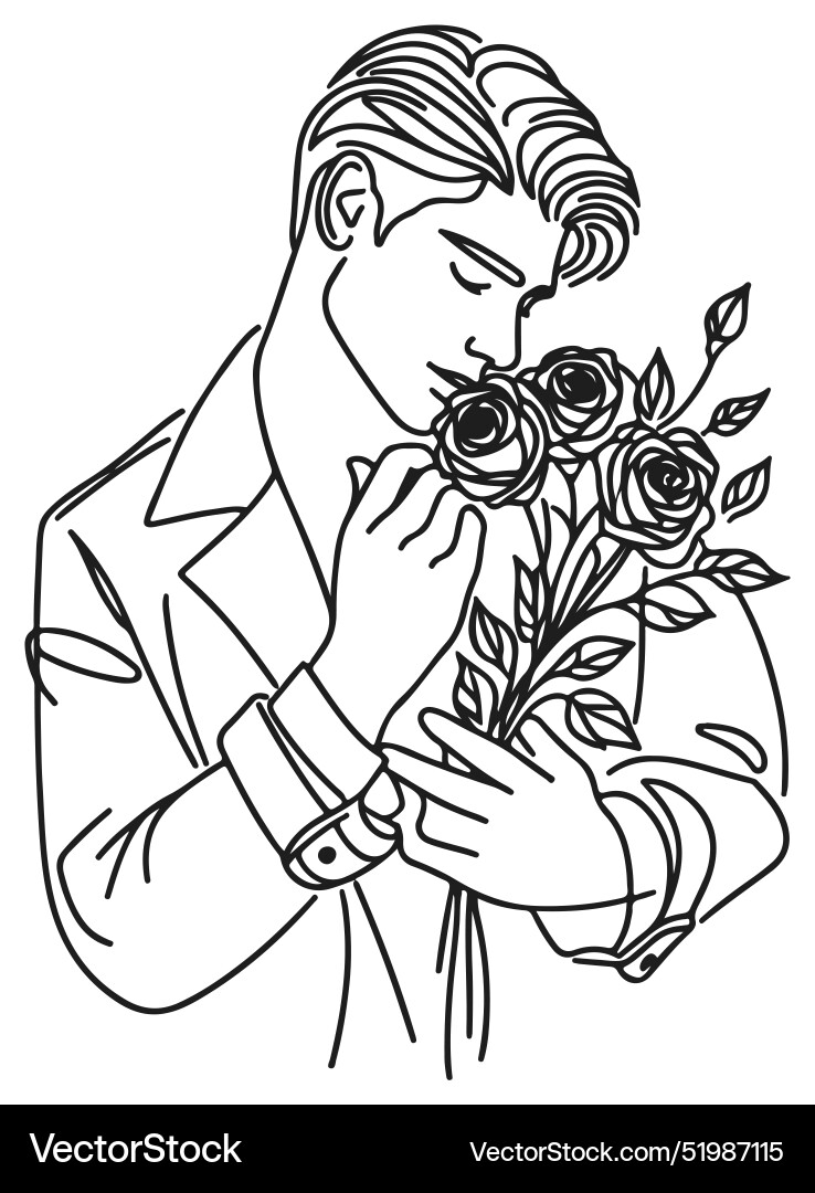 Man boy and husband line art drawing design Vector Image