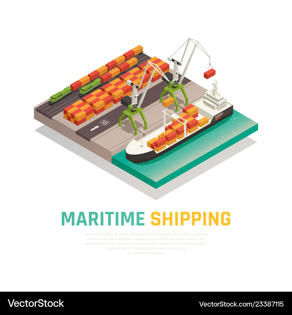 Maritime shipping isometric composition Royalty Free Vector
