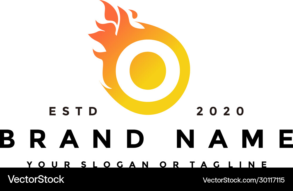 O letter logo fire design Royalty Free Vector Image