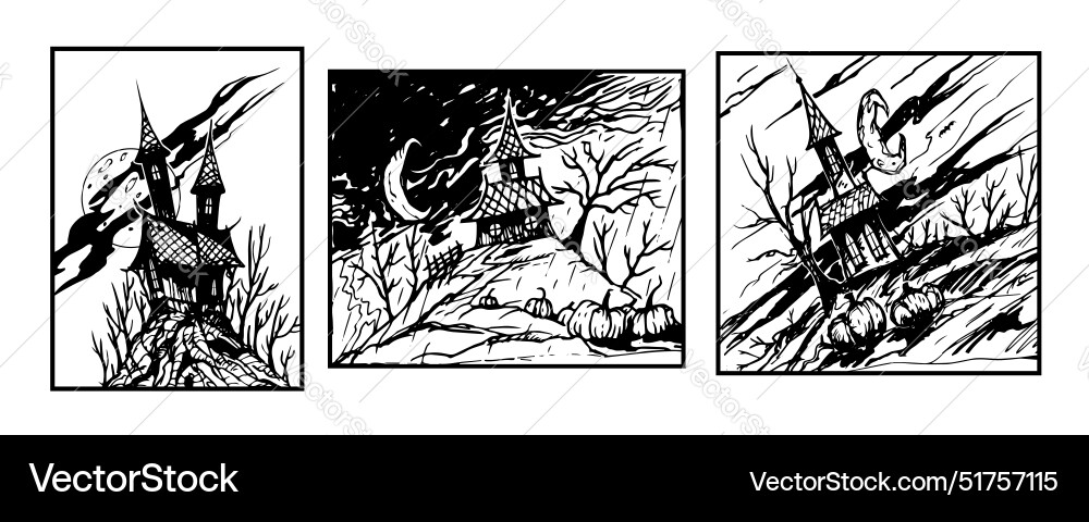 Old haunted house set Royalty Free Vector Image