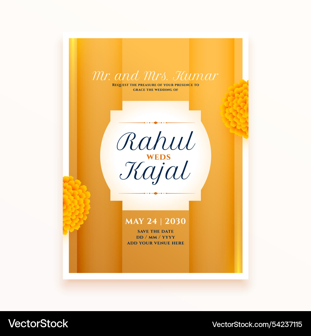 Traditional indian wedding invitation card Vector Image