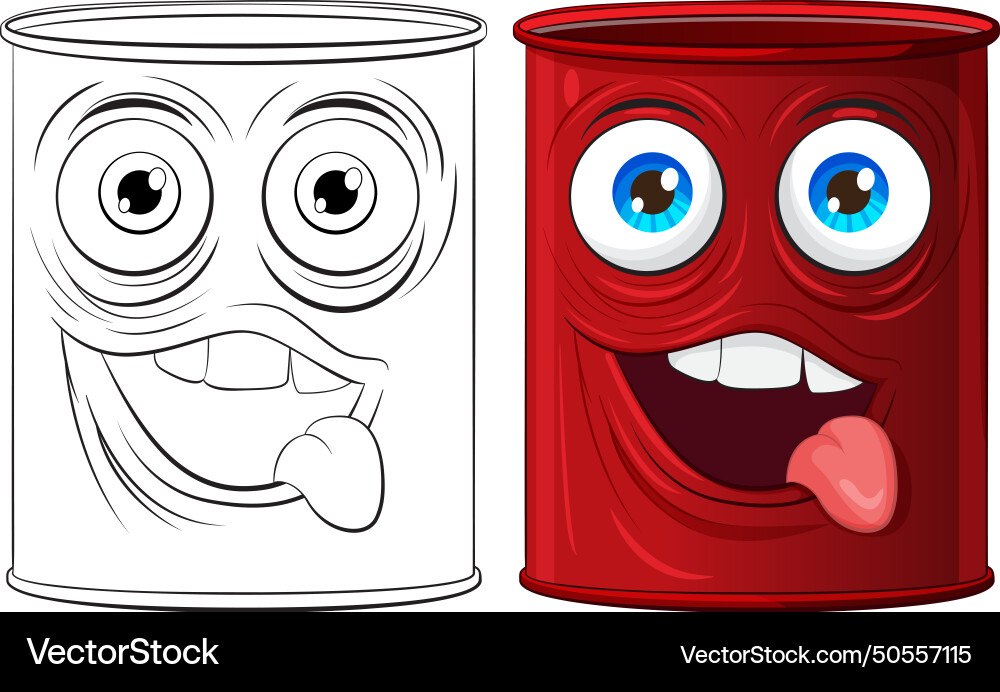 Two cartoon cans showing playful expressions Vector Image