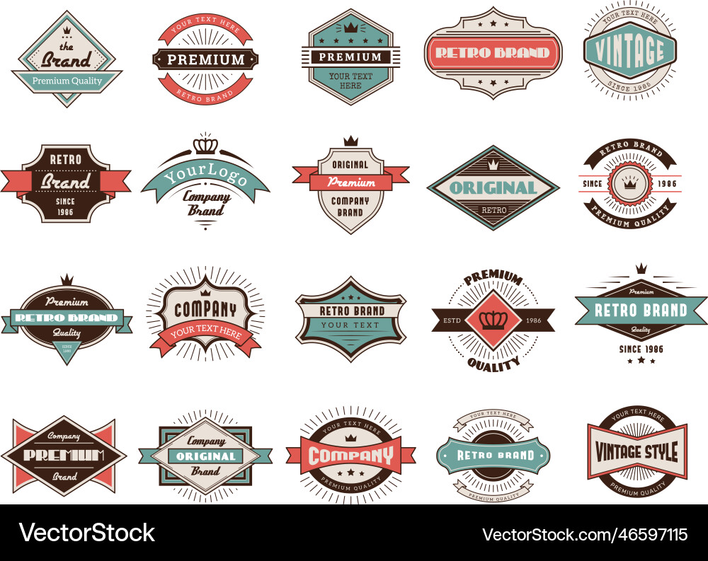 Vintage emblems retro premium badges collection Vector Image
