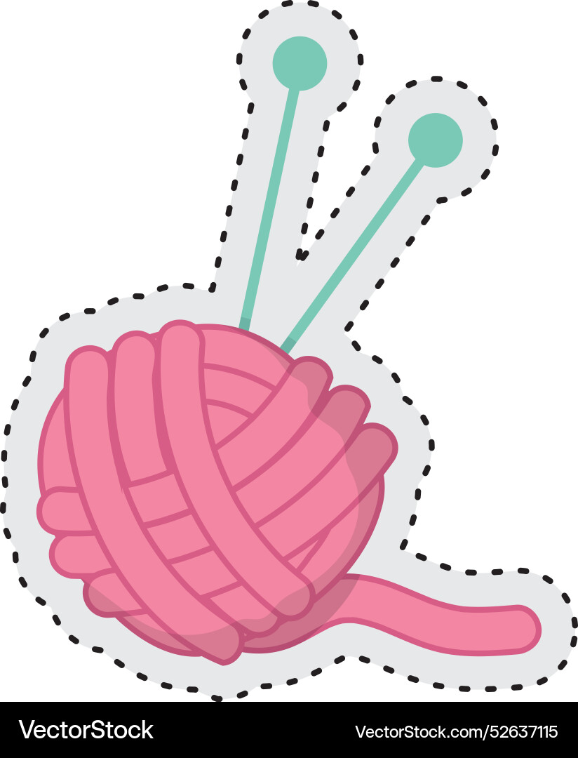 Wool with knitting needles Royalty Free Vector Image