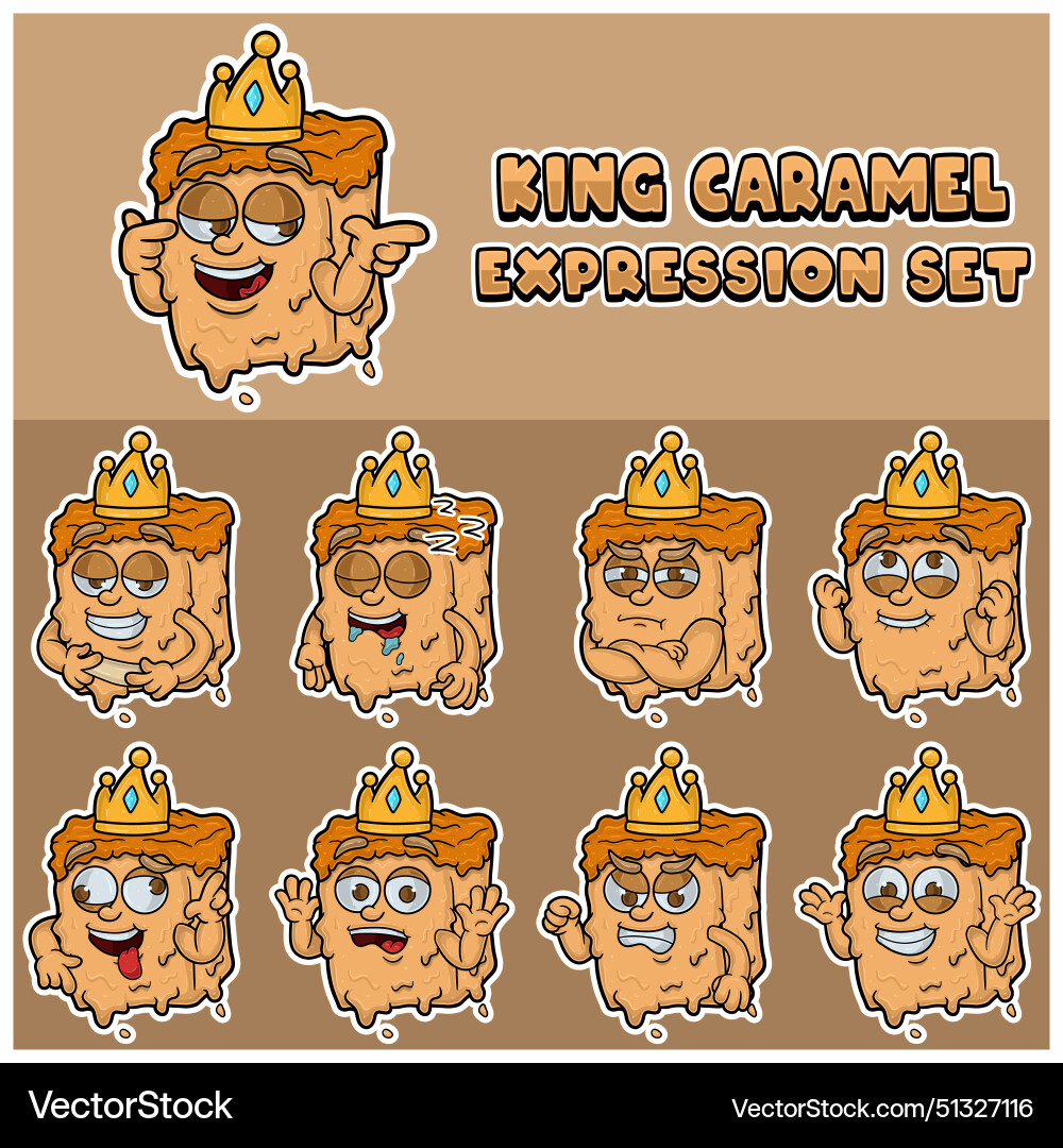 Caramel expression set mascot cartoon character Vector Image