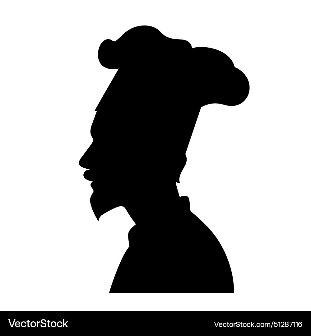Chefs profile silhouette with traditional hat Vector Image