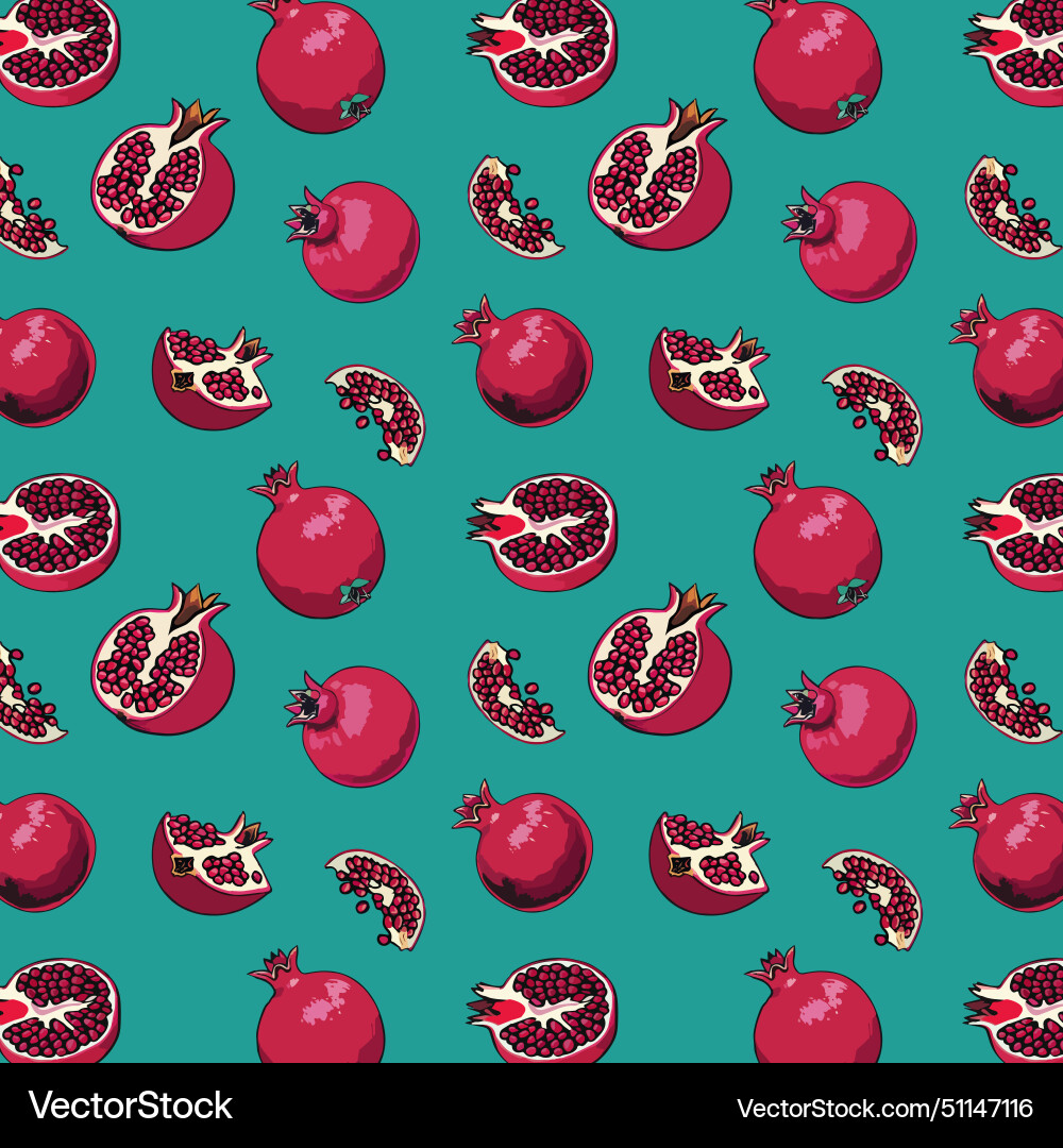 Colored background with ripe pomegranates Vector Image
