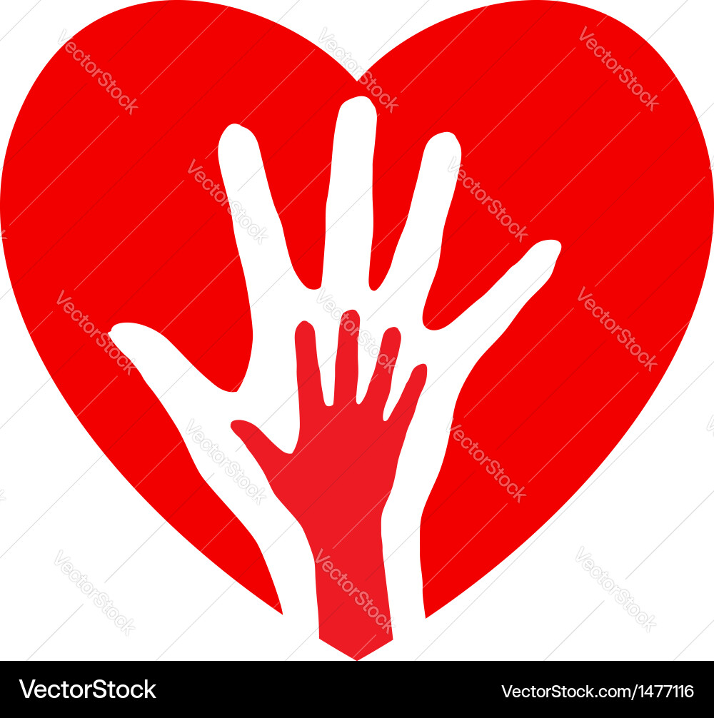 Hands and heart Royalty Free Vector Image - VectorStock